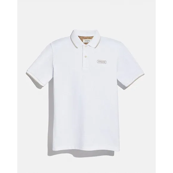 蔻驰/Coach COACH徽章POLO衫 C3723-WHT-L-小迈步海淘品牌官网