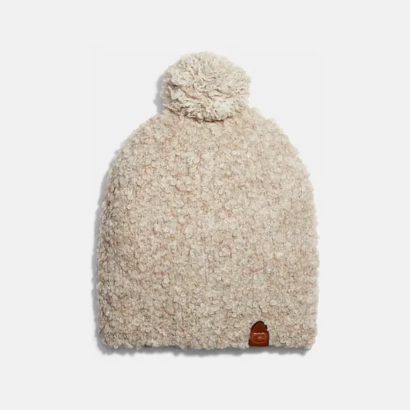 蔻驰/Coach 纹理毛绒小便帽 饰有毛球 C5128-DOY-小迈步海淘品牌官网