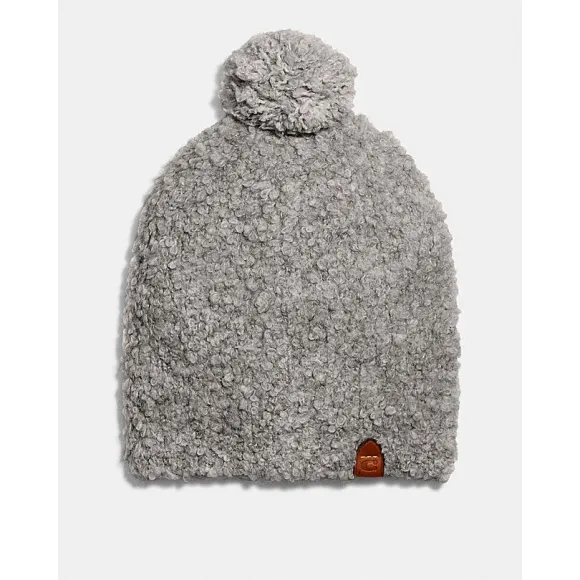 蔻驰/Coach 纹理毛绒小便帽，饰有毛球 C5128-DOY-ONE-小迈步海淘品牌官网