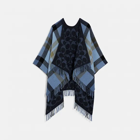 蔻驰/Coach 牛仔色 双面经典标志披风 C6419-DEN-ONE-小迈步海淘品牌官网