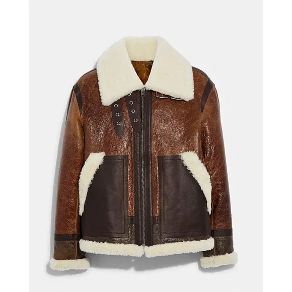 蔻驰/Coach 宽大型飞行员夹克 C6565-BRN-L-小迈步海淘品牌官网