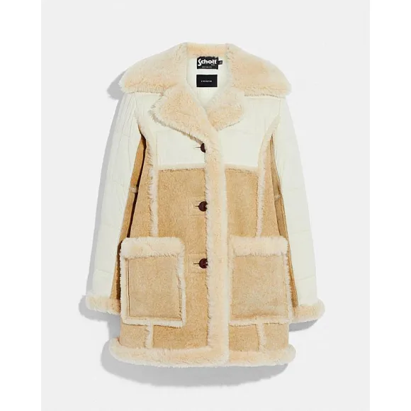 蔻驰/Coach COACH X SCHOTT合作款拼接大衣 C7907-WHE-XL-小迈步海淘品牌官网