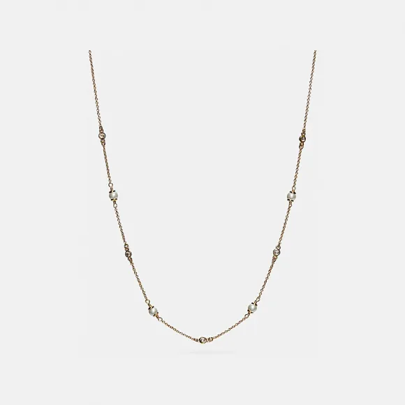 蔻驰/Coach 经典水晶珍珠项链 C9235-GLD-小迈步海淘品牌官网