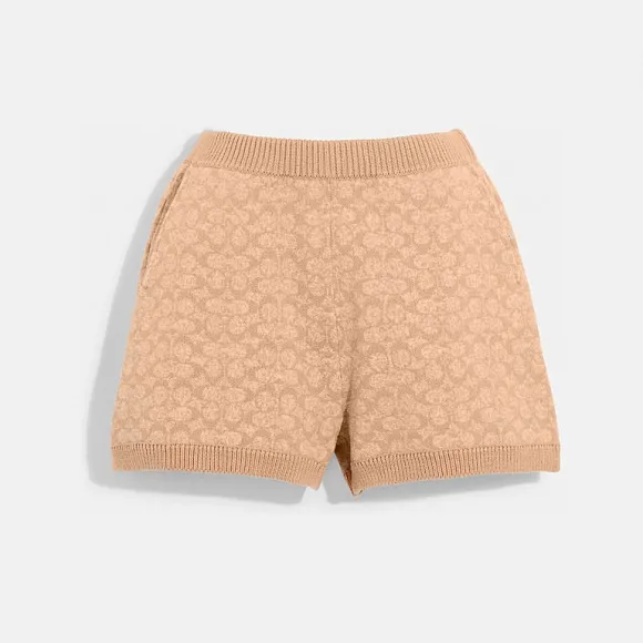 蔻驰/Coach 自然色 棉 经典标志短裤 CA703-NAT-XS-小迈步海淘品牌官网