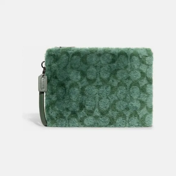 蔻驰/Coach 淡草绿色 皮毛一体 经典标志羊毛皮CHARTER手包 CC157-PST-小迈步海淘品牌官网