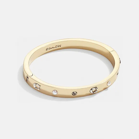 蔻驰/Coach UWX 金属 经典标志饰钉和宝石铰链手镯 CD824-UWX-小迈步海淘品牌官网