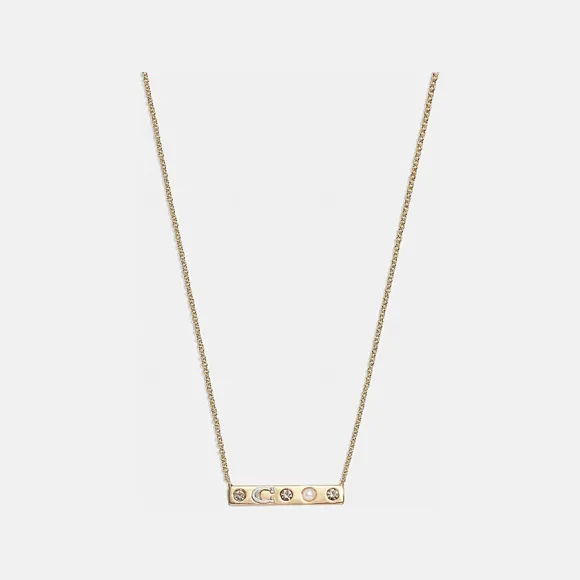 蔻驰/Coach UWX 金属 经典标志饰钉和宝石吊坠项链 CD830-UWX-ONE-小迈步海淘品牌官网