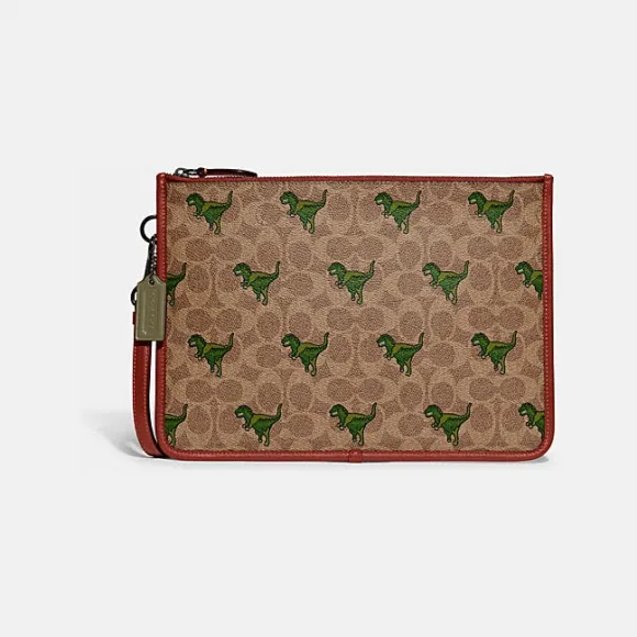 蔻驰/Coach 棕黄色+铁锈色 PVC 经典标志帆布REXY印花CHARTER手包 CF063-NU3-小迈步海淘品牌官网