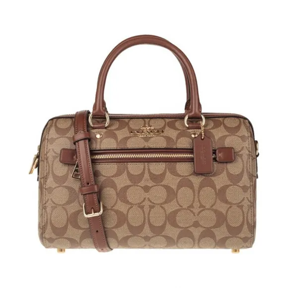 蔻驰/Coach 啡色 女士 牛皮/PVC 手提包 F83607-IME74-小迈步海淘品牌官网
