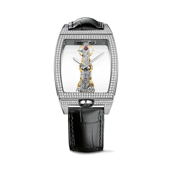 昆仑/Corum Golden Bridge 金桥系列 18kt 白金 319 颗圆钻 ~ 1.39 克拉 手动机械机芯 34.00 x 51 ...