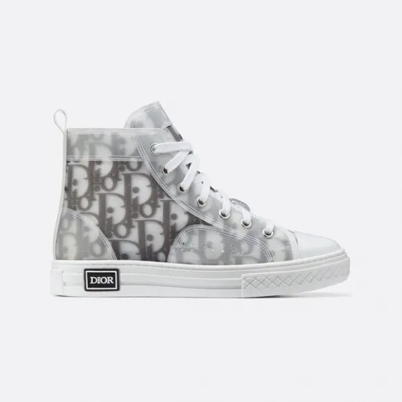 迪奥/Dior B23 高帮运动鞋儿童款 白色和黑色科技面料 Oblique 印花 0SBS21SHOA_Y43I_T24-小迈步海淘品牌官网