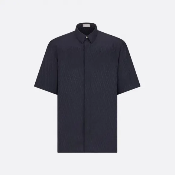 迪奥/Dior 短袖衬衫 蓝色桑蚕丝和棉质混纺 Oblique 印花 193C545A5231_C575_T37-小迈步海淘品牌官网