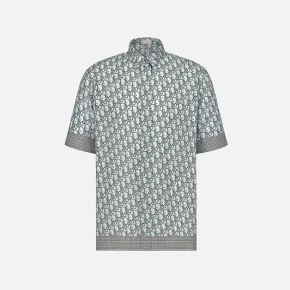 迪奥/Dior 短袖衬衫 淡蓝色桑蚕丝斜纹面料 Oblique 印花 193C545A5650_C680_T37-小迈步海淘品牌官网