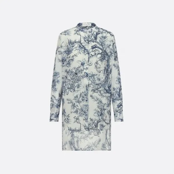 迪奥/Dior 长款衬衫 海军蓝色棉质花朵茹伊印花图案 211B54A3771_X0819_T34-小迈步海淘品牌官网