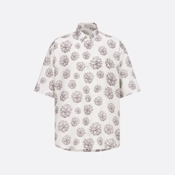 迪奥/Dior 短袖衬衫 米白色桑蚕丝斜纹面料 CD Étoile 图案 243C556A5649_C080_T37-小迈步海淘品牌官网
