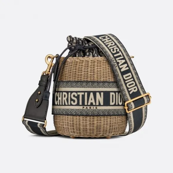 迪奥/Dior Dior Wicker 水桶包 柳条和蓝色 Oblique 印花面料 M7600CMVO_M918_TU-小迈步海淘品牌官网
