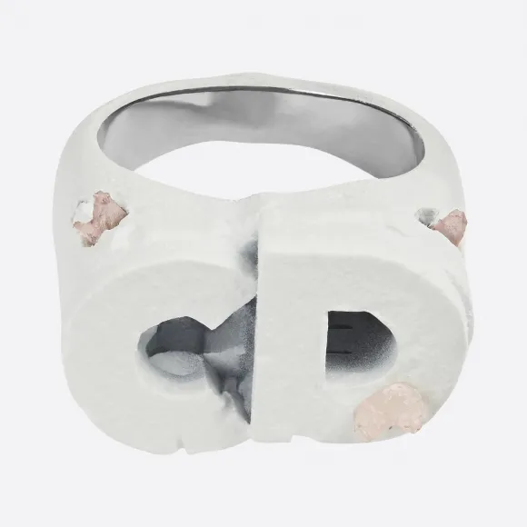 迪奥/Dior DIOR AND DANIEL ARSHAM 白色哑光“CD”蚀刻戒指 R0888HOMMT-D009-小迈步海淘品牌官网
