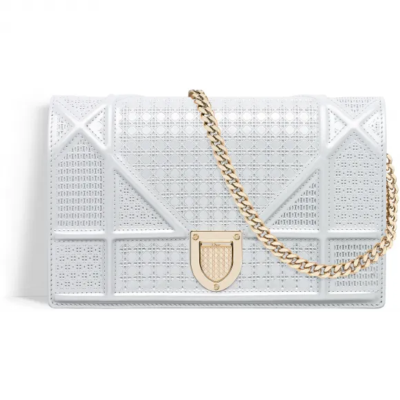 迪奥/Dior Diorama wallet on chain银色金属光泽小牛皮皮夹 S0328OSKN M85K-小迈步海淘品牌官网