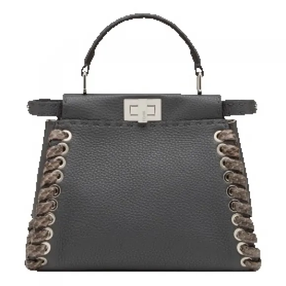 芬迪/Fendi 女士灰色MINI PEEKABOO皮革包袋 8BN244 SVY F04YC-小迈步海淘品牌官网