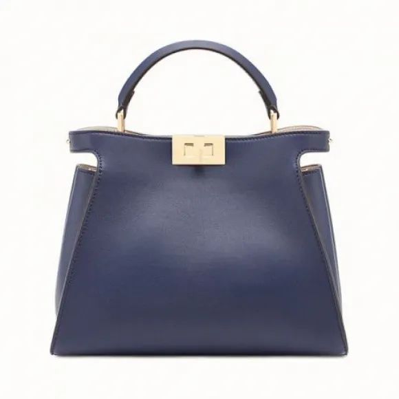 芬迪/Fendi PEEKABOO ESSENTIALLY_蓝色皮质手袋 8BN302 SMQ F13DT-小迈步海淘品牌官网