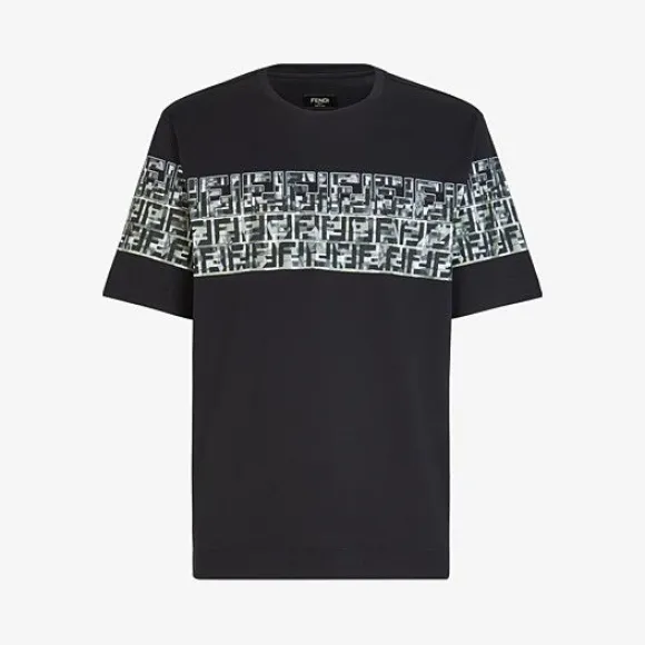 芬迪/Fendi 黑色棉质T恤 FAF532ABTSF0QA1-小迈步海淘品牌官网