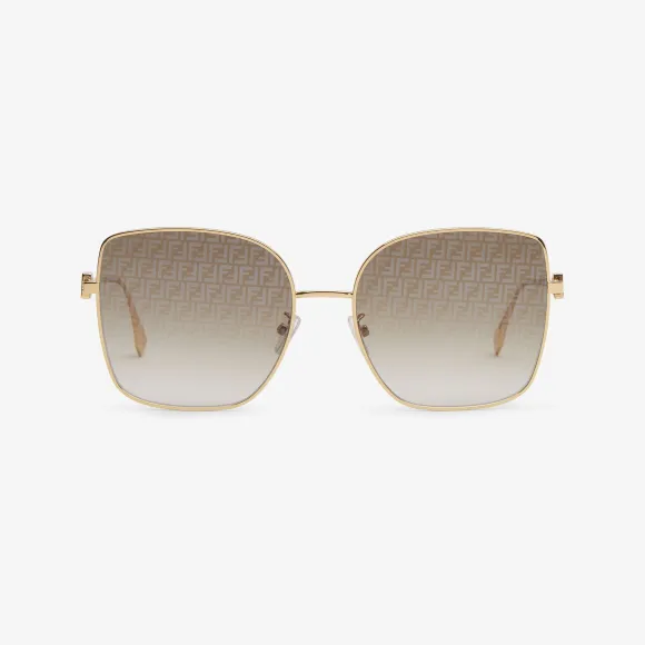 芬迪/Fendi Baguette-带FF微型标志镜片的金色金属太阳镜-女士太阳眼镜 FOL006AHFFF1KCL 8056582564586-小迈步海淘品牌官网
