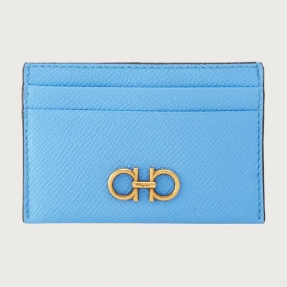菲拉格慕/Salvatore Ferragamo 女士 淡蓝色 GANCINI信用卡包 220007-752760-小迈步海淘品牌官网