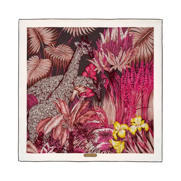 菲拉格慕/Salvatore Ferragamo 热带丛林长颈鹿印花丝巾 317222_680913-小迈步海淘品牌官网