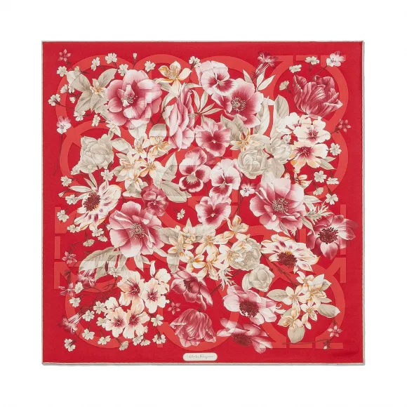 菲拉格慕/Salvatore Ferragamo Gancio花卉印花丝巾 317312_671077-小迈步海淘品牌官网