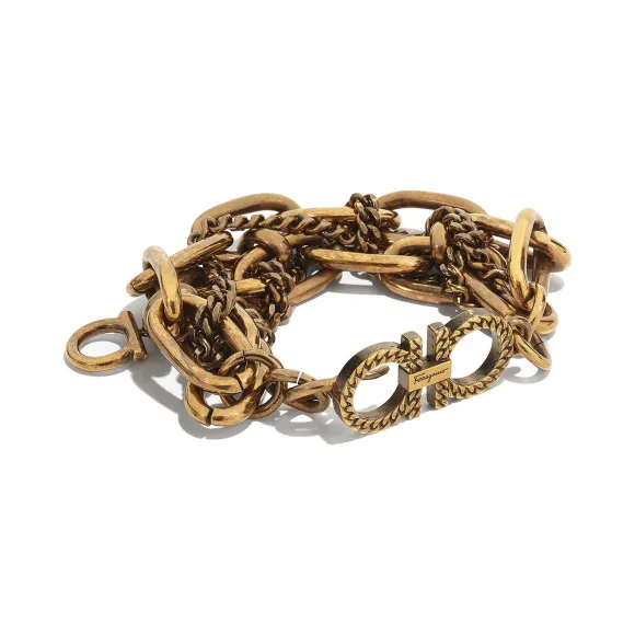 菲拉格慕/Salvatore Ferragamo Gancini锁链手链 760243_717168-小迈步海淘品牌官网