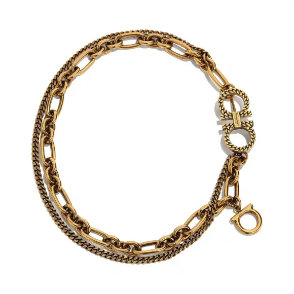 菲拉格慕/Salvatore Ferragamo Gancini锁链项链 760244_717169-小迈步海淘品牌官网