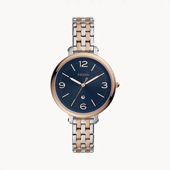 化石/Fossil Monroe Three-Hand Date Two-Tone Stainless Steel Watch ES4925 ...