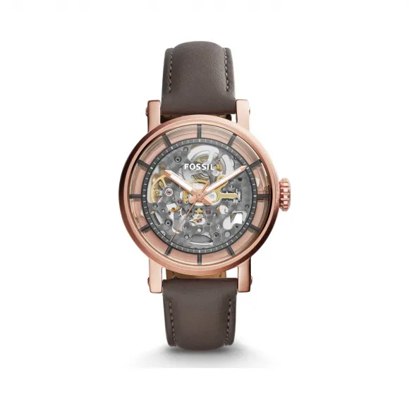 化石/Fossil Original Boyfriend 灰色皮革表带自动机械表 ME3089-小迈步海淘品牌官网