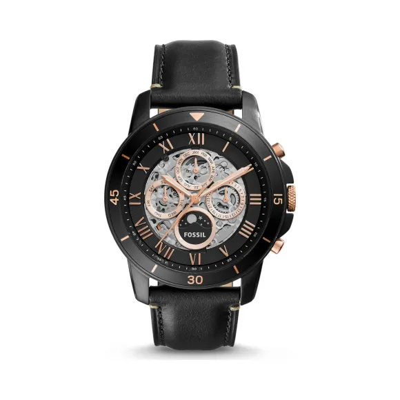 化石/Fossil Grant Sport 黑色皮革表带自动机械表 ME3138-小迈步海淘品牌官网