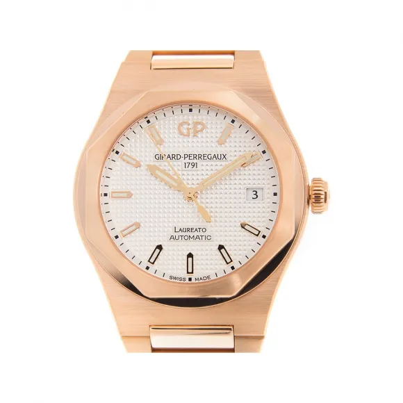 芝柏/Girard-Perregaux LAUREATO 38MM 18kt玫瑰金 自动机械机芯 男表 81005-52-132-52A-小 ...