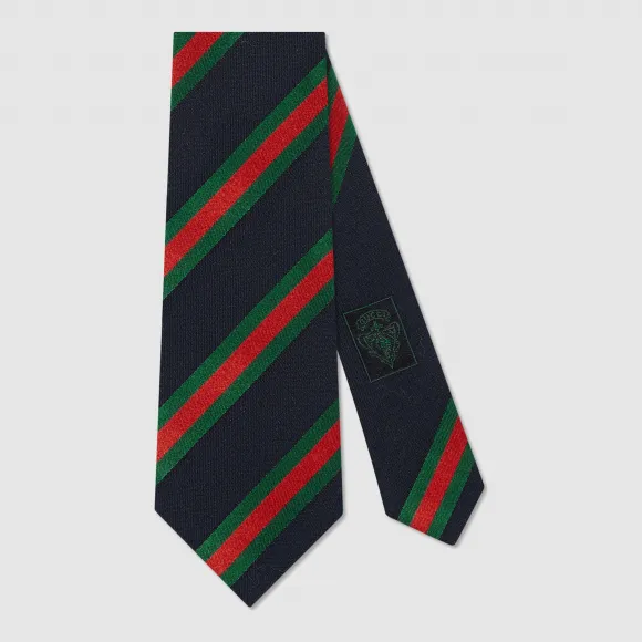 古驰/Gucci 军团条纹真丝纯棉领带 409255 4E961 4066-小迈步海淘品牌官网