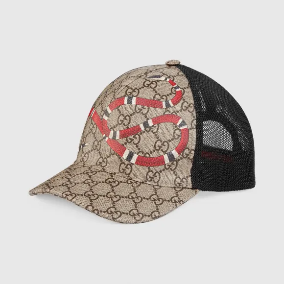 古驰/Gucci 珊瑚蛇印花GG Supreme帆布棒球帽 426887-4HB10-2160-小迈步海淘品牌官网