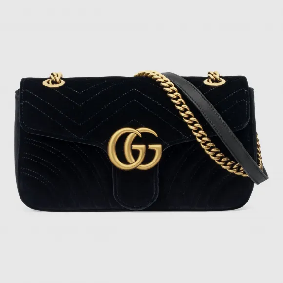 古驰/Gucci GG Marmont系列天鹅绒肩背包 443497 K4D2T 1000-小迈步海淘品牌官网