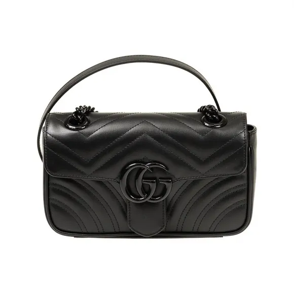 古驰/Gucci GG MARMONT 黑色 牛皮 手袋 446744-DTDFV-1000-小迈步海淘品牌官网