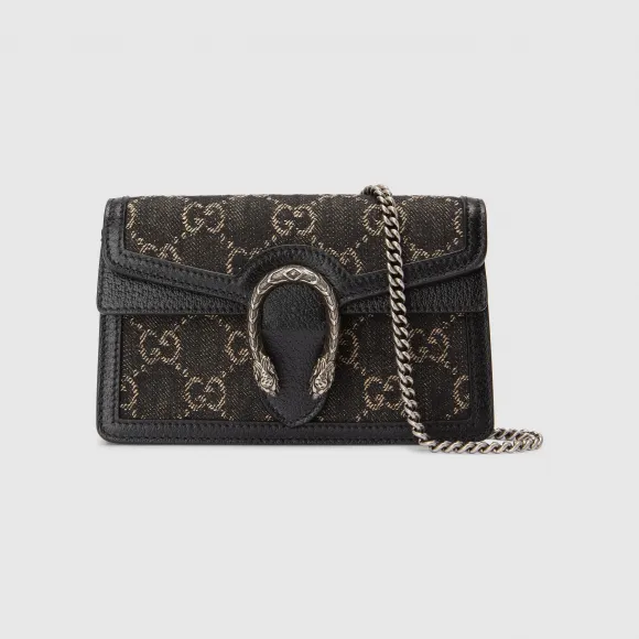 古驰/Gucci Dionysus系列GG超迷你手袋 黑色和象牙白色丹宁面料 476432-UN3BN-1274-小迈步海淘品牌官网