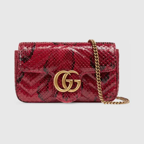 古驰/Gucci GG Marmont系列蟒蛇皮超迷你手袋 476433-LU3MT-6638-小迈步海淘品牌官网
