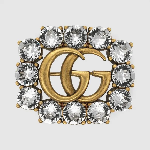 古驰/Gucci 饰双G和水晶金属胸针 506171-J1D50-8062-小迈步海淘品牌官网