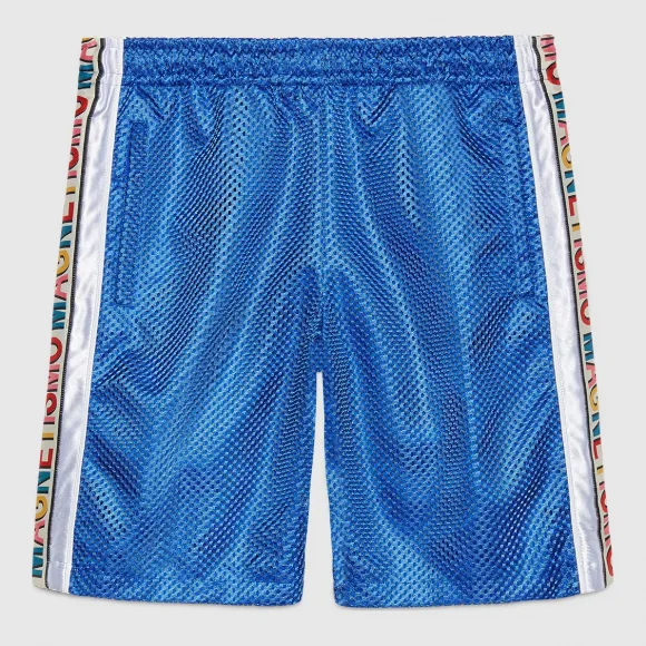 古驰/Gucci “Magnetismo”条纹网眼短裤 519486 X9S85 4714-小迈步海淘品牌官网