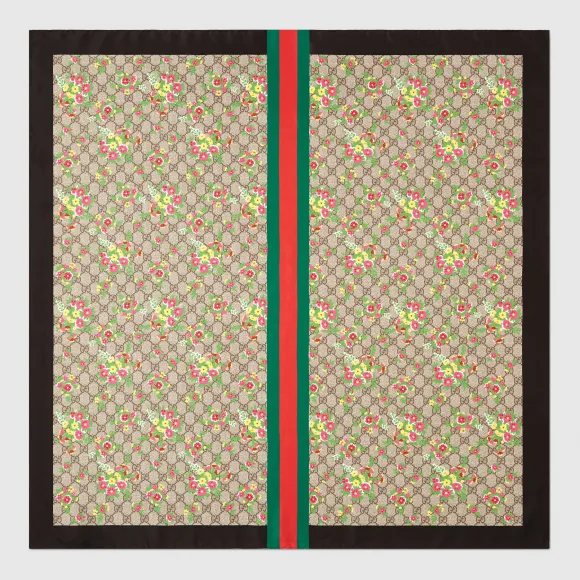 古驰/Gucci 花卉和GG印花真丝围巾 528951 3G001 9766-小迈步海淘品牌官网
