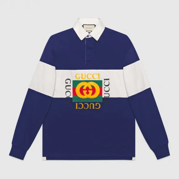 古驰/Gucci 饰Gucci标识超大造型棉质polo衫 545800 XJAG9 4594-小迈步海淘品牌官网