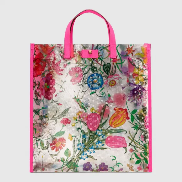 古驰/Gucci 花卉印花乙烯基织物购物袋 548713 91EB0 8859-小迈步海淘品牌官网