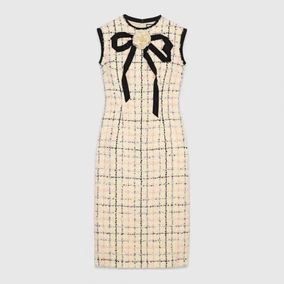 古驰/Gucci 蝴蝶结花呢紧身连衣裙 550266 ZAAYK 9283-小迈步海淘品牌官网