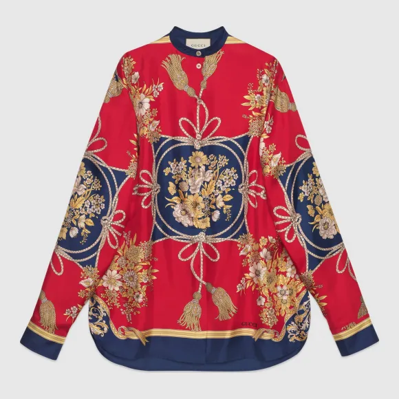 古驰/Gucci 花朵和流苏图案超大造型衬衫 550600 ZAAWO 4006-小迈步海淘品牌官网