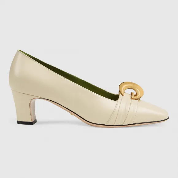 古驰/Gucci 饰半月形GG皮革中跟浅口鞋 565600 C9D00 9526-小迈步海淘品牌官网