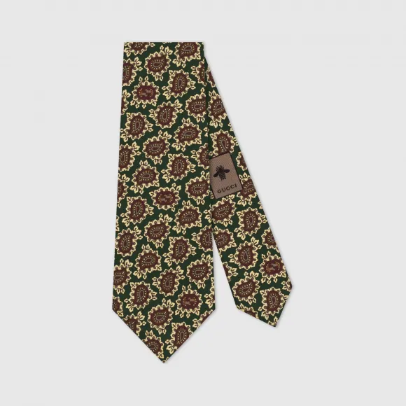 古驰/Gucci 互扣式 G 佩斯利图案真丝领带 594296 4E001 3100-小迈步海淘品牌官网